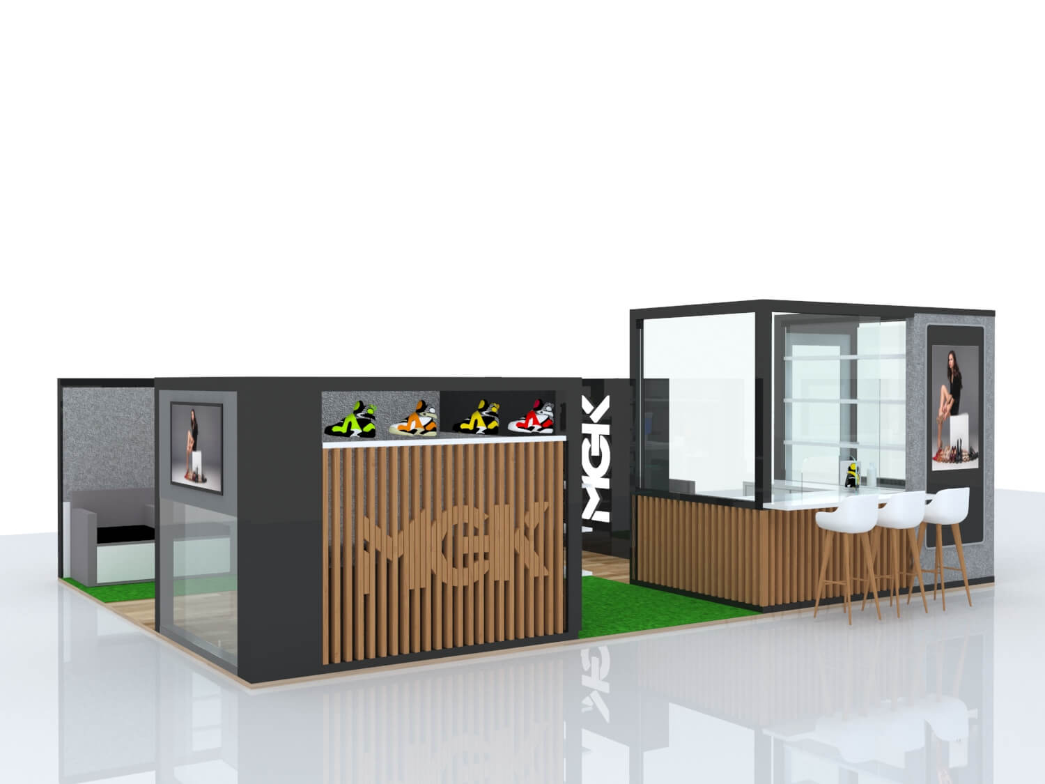 Magic Shoe Shine Kiosk Design For Shoe Polish & Sports Shoes Care