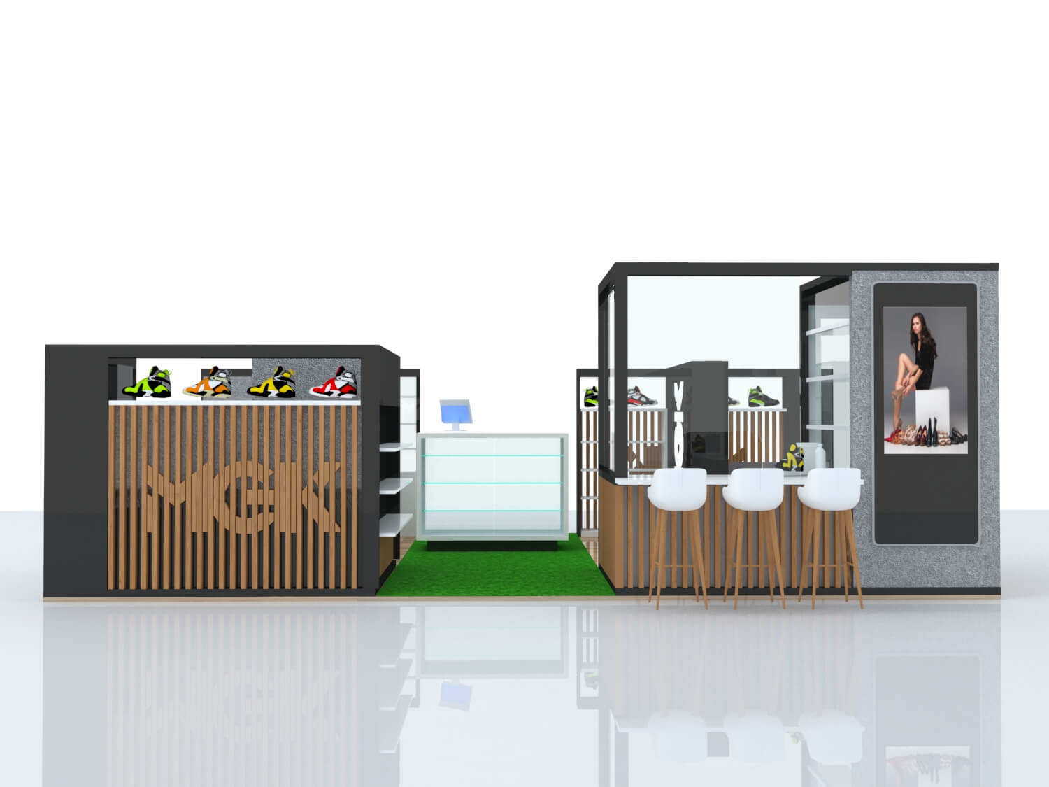 Magic Shoe Shine Kiosk Design For Shoe Polish & Sports Shoes Care