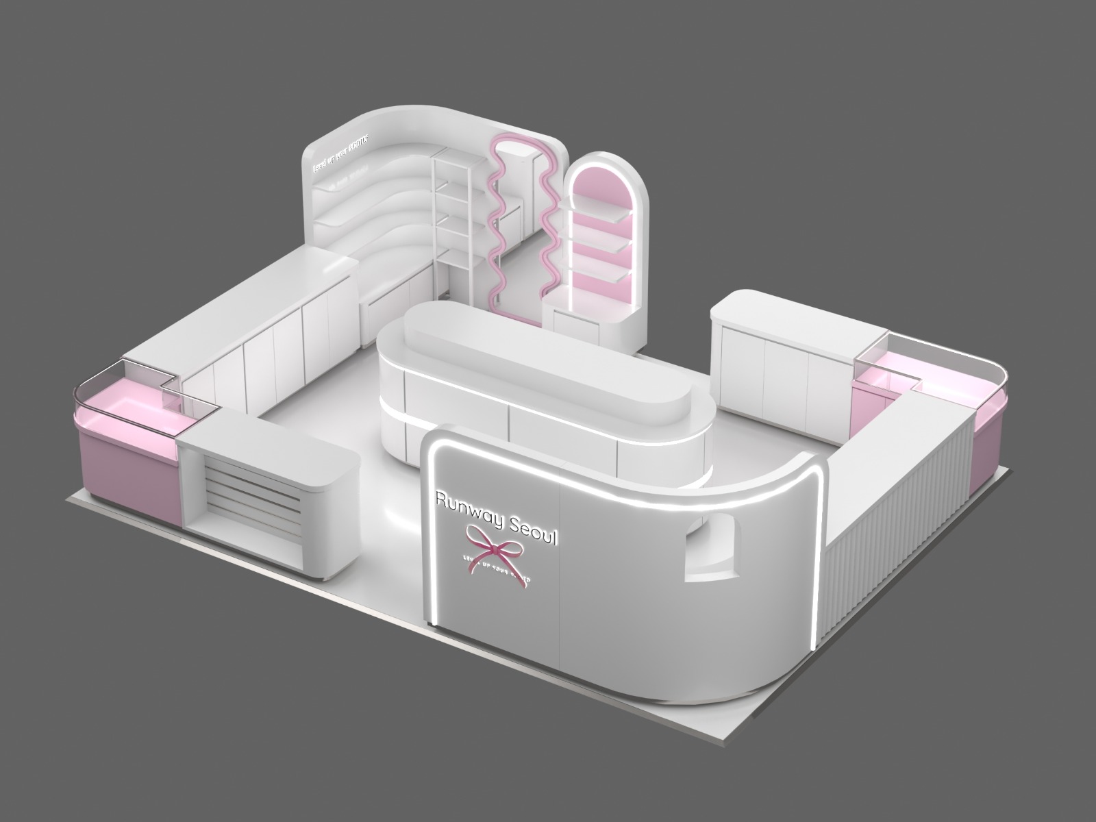 Practical Retail Kiosk Mall Inside Unit Showcase Custom Retail Counter