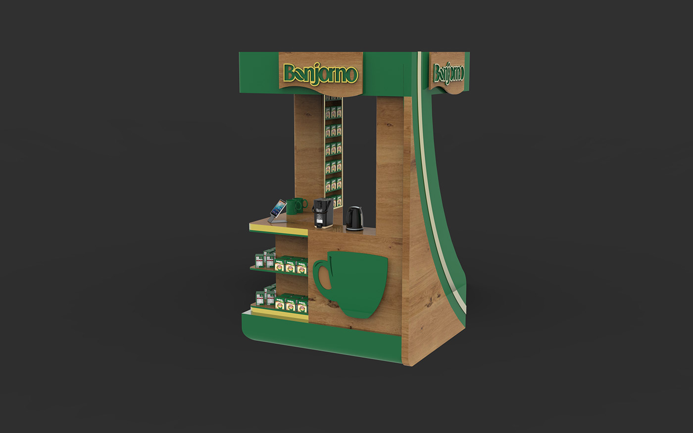 Coffee Bean Display Shelf Coffee Retail Showcase Wooden Coffee Bean Booth