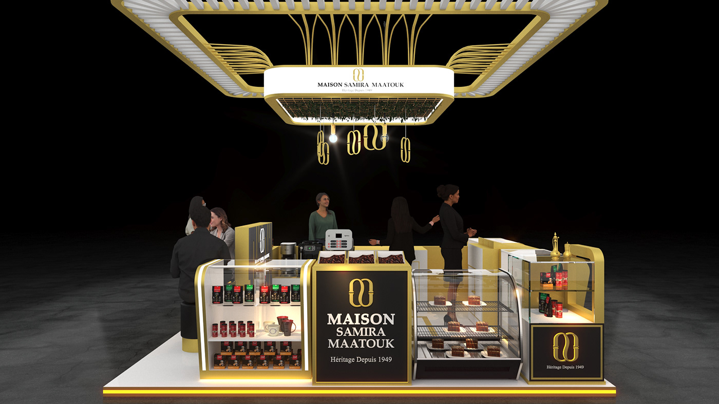 Luxury Coffee Beans Display Showcase Retail Coffee Beans Booth Mall Counter